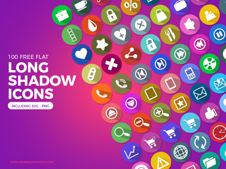 100 Free Flat Long Shadow Icons | Dribbble Graphics