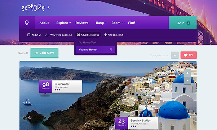 Free Funky & Creative Explore Website PSD Template | Dribbble Graphics