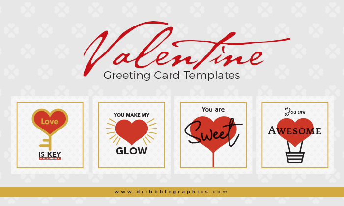 4 Free Valentine Greeting Card Templates | Dribbble Graphics