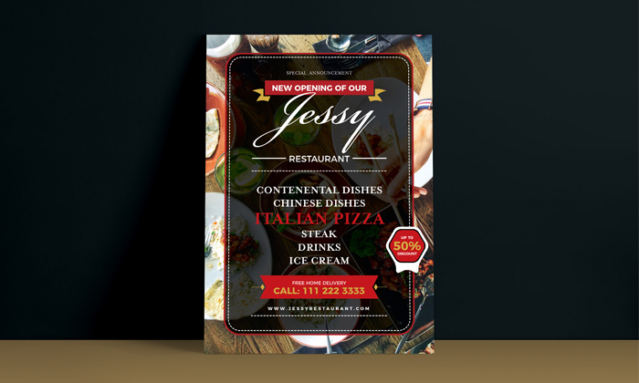 Free Restaurant Flyer-Poster Design Template | Dribbble Graphics