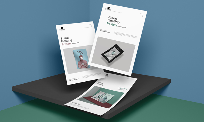 Free Classy Floating Style Posters Mockup PSD | Dribbble Graphics