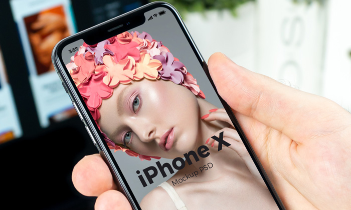 Free Woman Using iPhone X Mockup | Dribbble Graphics