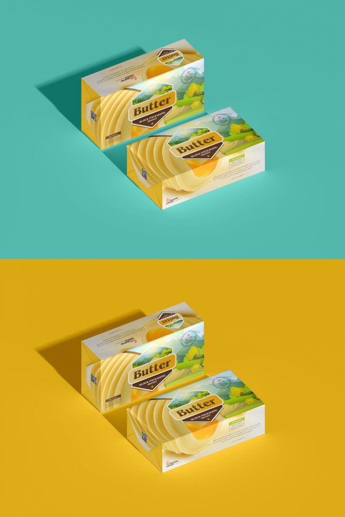 Free Block Butter Packaging Mockup | Dribbble Graphics