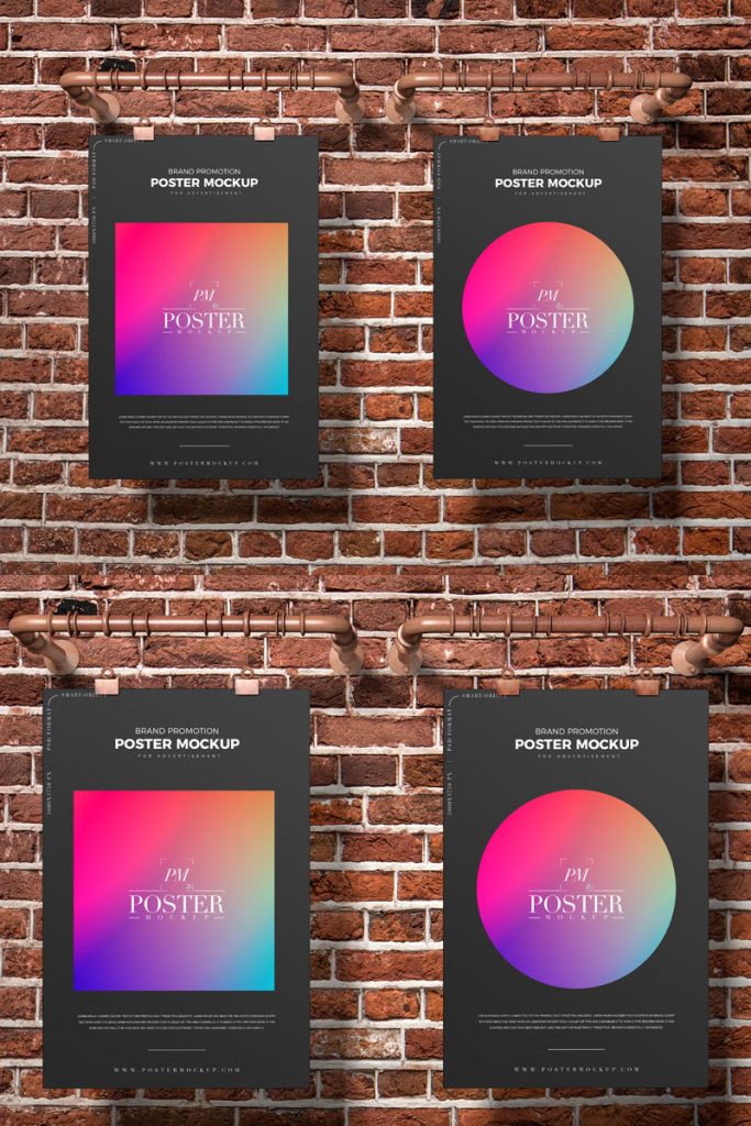 Free Bricks Wall Hanging Poster Mockup | Dribbble Graphics