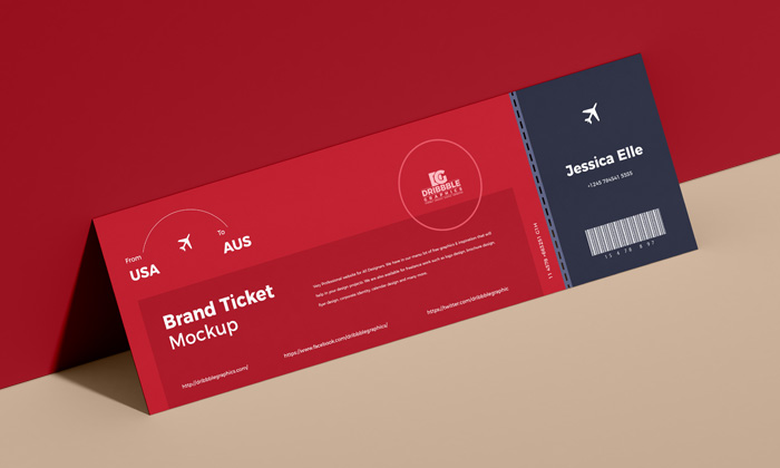 Free Brand Ticket Mockup PSD | Dribbble Graphics