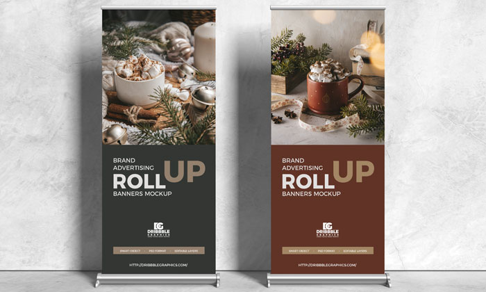Free Brand Advertising Roll Up Banners Mockup | Dribbble Graphics