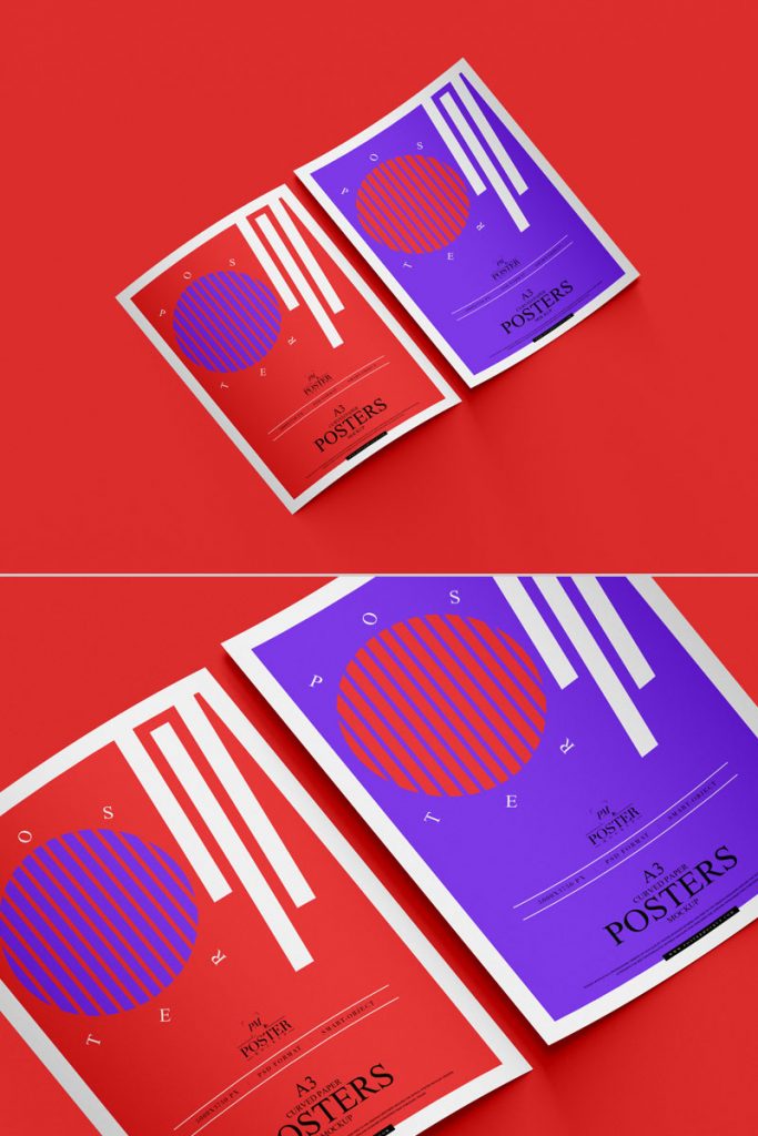 Free Top View Curved Paper Poster Mockup PSD | Dribbble Graphics
