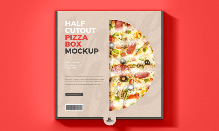 Free Half Cutout Pizza Box Mockup | Dribbble Graphics