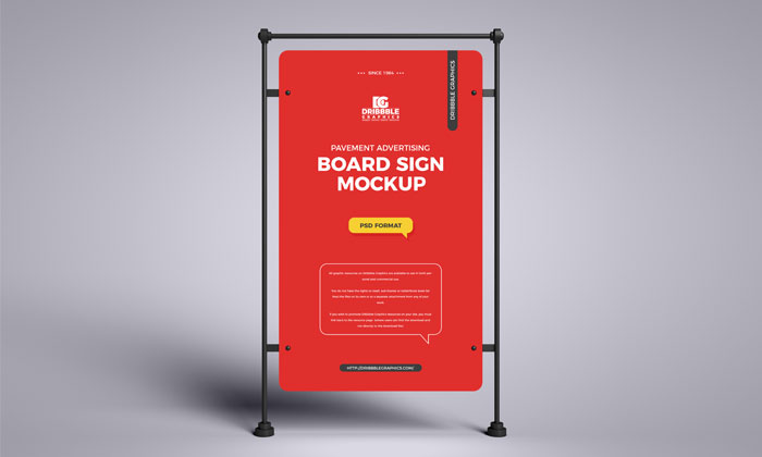 Free Pavement Advertising Board Sign Mockup | Dribbble Graphics