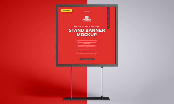 Free-Modern-Square-Advertising-Stand-Banner-Mockup-300 | Dribbble Graphics