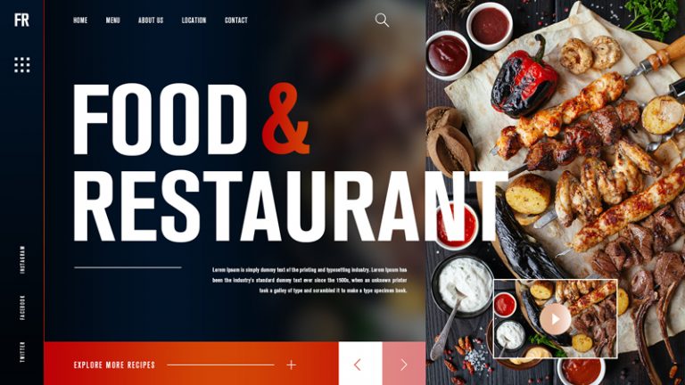 Free Food & Restaurant Landing Page Design Template | Dribbble Graphics