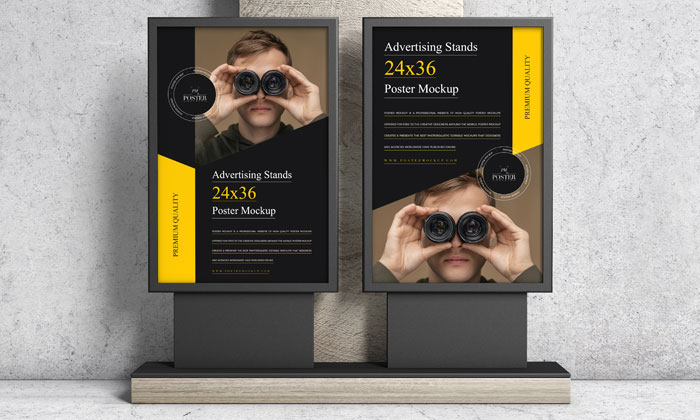 Free Advertising Stands Poster Mockup PSD | Dribbble Graphics