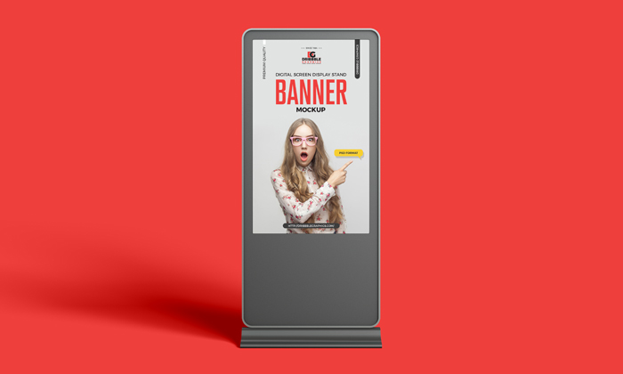 Free Digital Screen Display Stand Banner Mockup | Dribbble Graphics