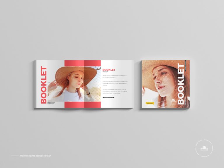 Free Premium Square Booklet Mockup | Dribbble Graphics