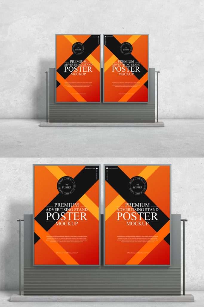 Free Advertising Stand Dual Poster Mockup | Dribbble Graphics