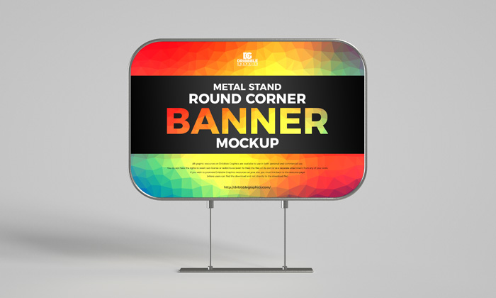 Free Metal Stand Round Corner Banner Mockup | Dribbble Graphics