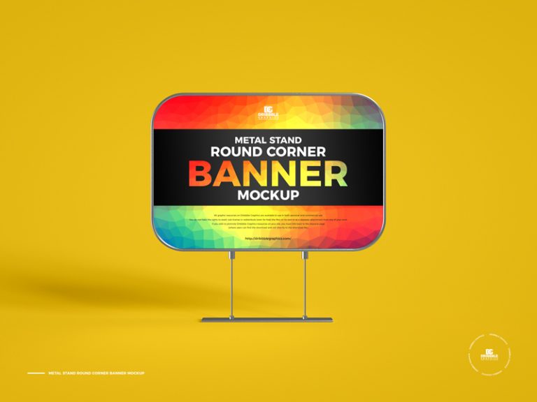Free Metal Stand Round Corner Banner Mockup | Dribbble Graphics