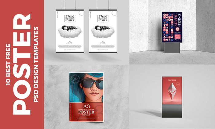 10 Best Free Poster Mockup PSD Design Templates | Dribbble Graphics