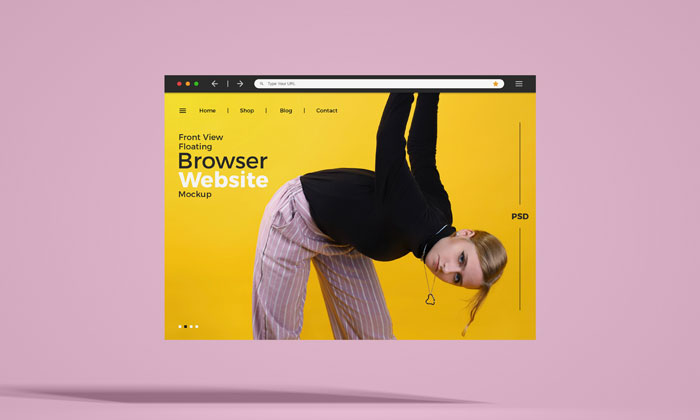 Free Front View Floating Browser Website Mockup | Dribbble Graphics
