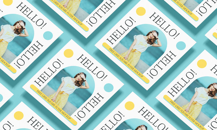 Free Premium Grid Square Flyer Mockup | Dribbble Graphics
