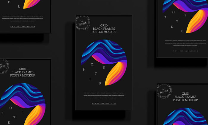 Free Top View Grid Poster Mockup | Dribbble Graphics