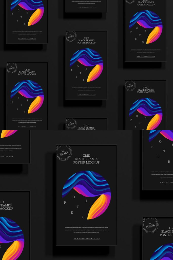 Free Top View Grid Poster Mockup | Dribbble Graphics