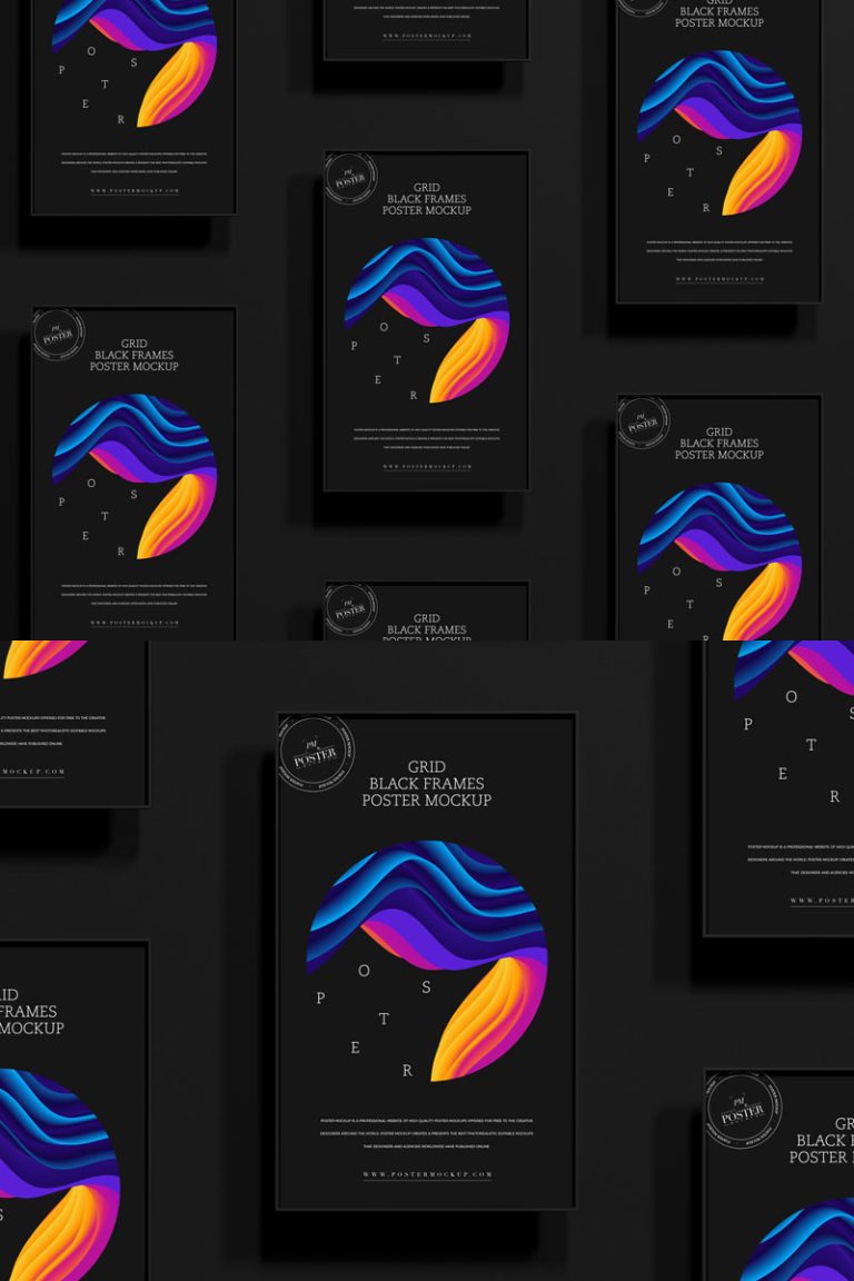 Free Top View Grid Poster Mockup | Dribbble Graphics