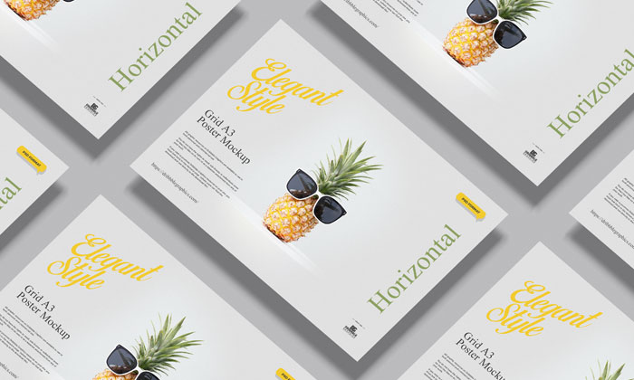 Free Grid A3 Horizontal Poster Mockup | Dribbble Graphics