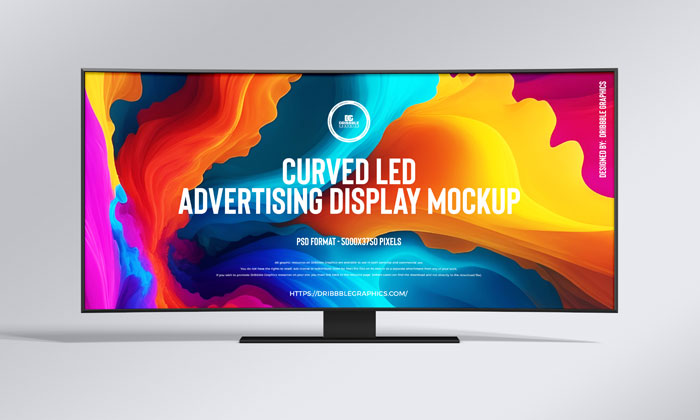 Free-Curved-LED-Advertising-Display-Mockup-300 | Dribbble Graphics