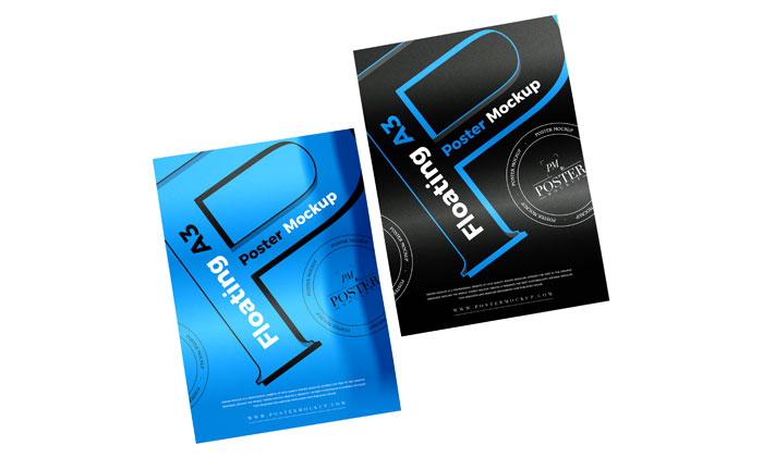 Free Floating A3 Poster Mockup | Dribbble Graphics