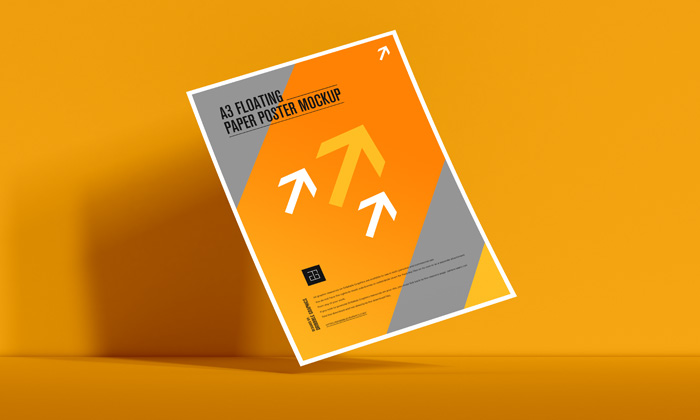 Free A3 Floating Paper Poster Mockup | Dribbble Graphics