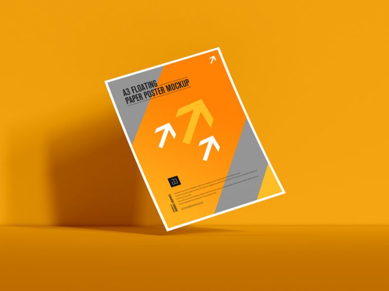 Free A3 Floating Paper Poster Mockup | Dribbble Graphics